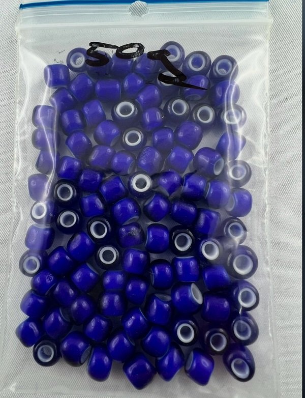 Glasperlen 7mm 2-farbig blau weiss 50 g Zubehör zur Lederverarbeitung, 2,99